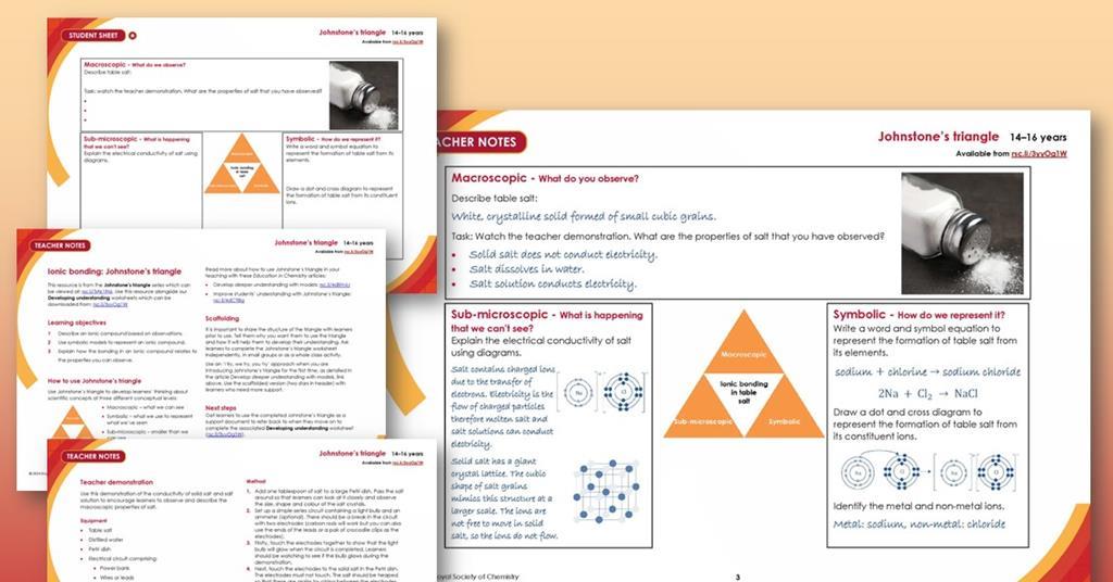 Ionic bonding in table salt | Johnstone’s triangle worksheets | 14–16 ... Ionic bonding in table salt | Johnstone’s triangle worksheets | 14–16 ...