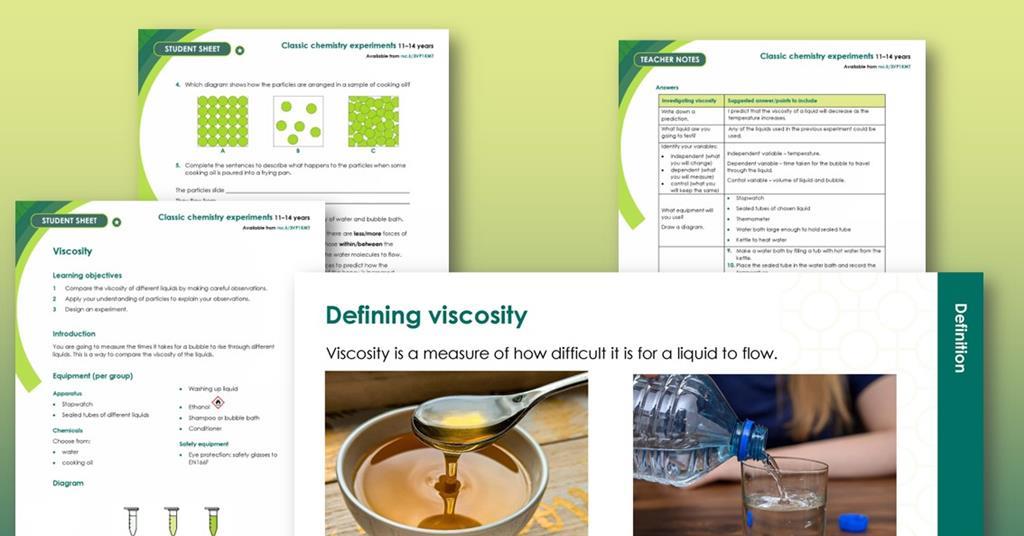 Viscosity | Classic chemistry experiments | 11–14 years | Class ...