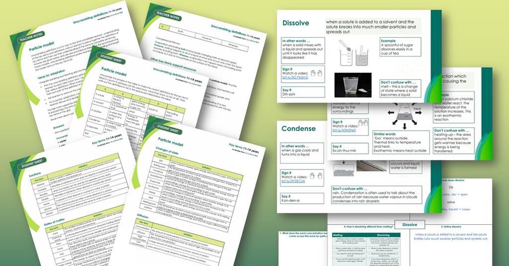 Particle model | Key terms glossary support | 11–14 | RSC Education