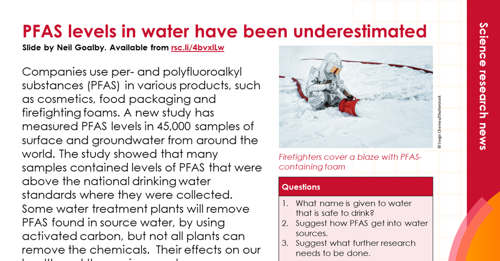 PFAS levels in surface and groundwater exposed | News | RSC Education