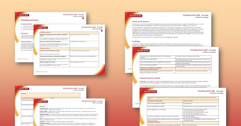 Evaluation skills in science worksheet | 14–16 years | RSC Education