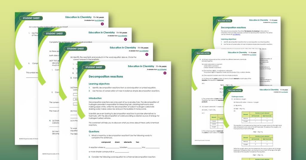 Decomposition Reaction Worksheet 3