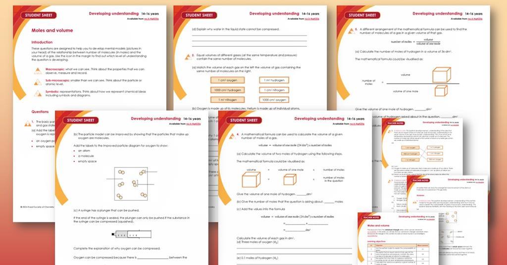 Moles and volume | Developing understanding | 14–16 years | Resource ...