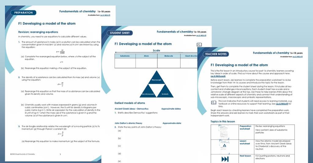 Developing a model of the atom | Fundamentals of chemistry | 16–18 ...