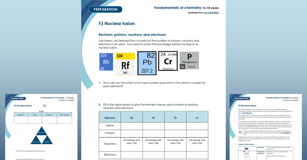Nuclear fusion | Fundamentals of chemistry | 16–18 years | Lesson plan ...
