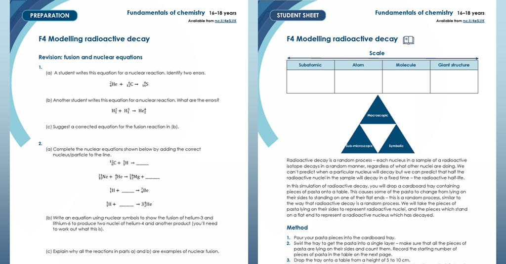 Modelling radioactive decay | Fundamentals of chemistry | 16–18 years ...