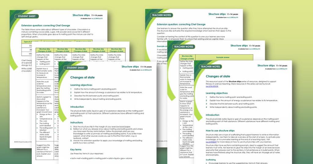 Changes of state | Structure strip | 11–14 years | Resource | RSC Education