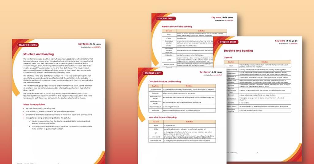 Structure and bonding | Key terms glossary support | 14–16 | RSC Education