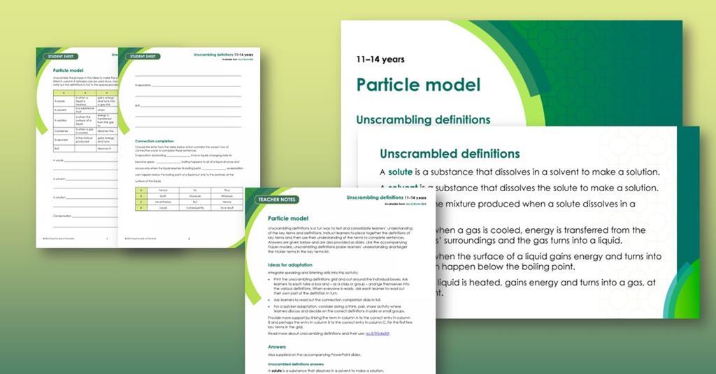 Particle model | Key terms glossary support | 11–14 | RSC Education