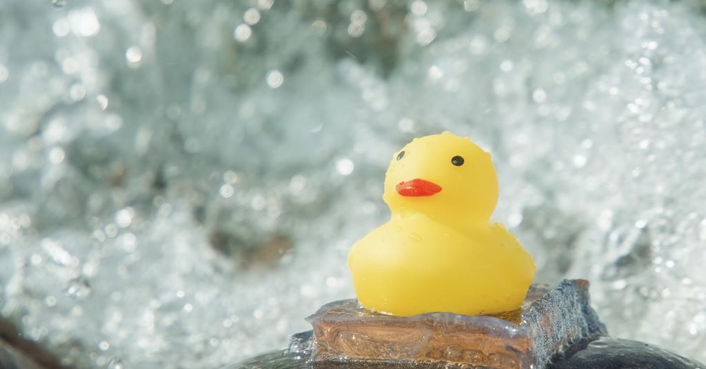 New underwater adhesive glues rubber duck to rock on the seashore ...