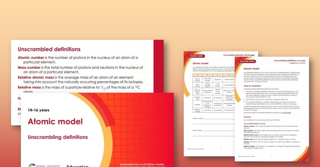 Atomic model | Key terms glossary support | 14–16 | RSC Education