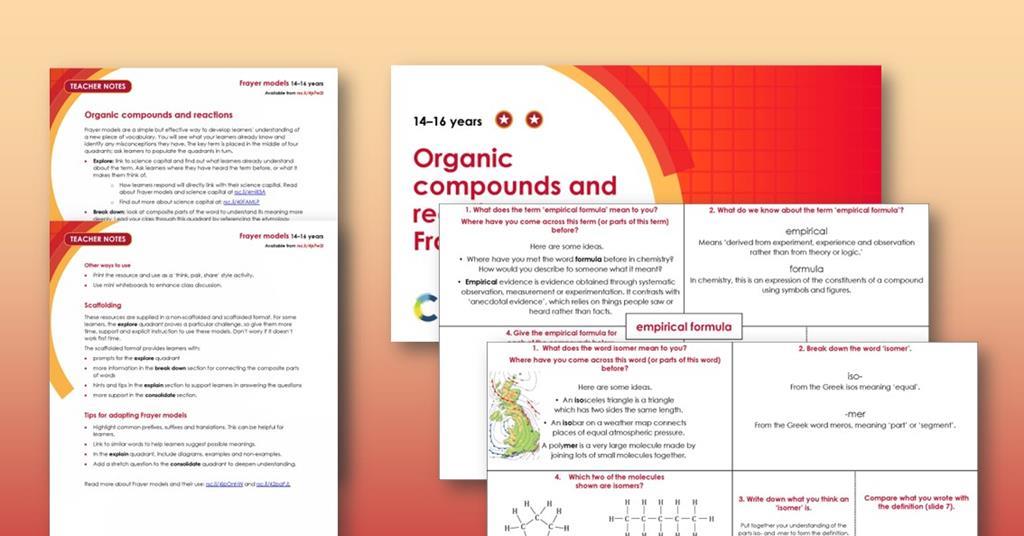 Organic compounds and reactions | Key terms glossary and support | 14 ...