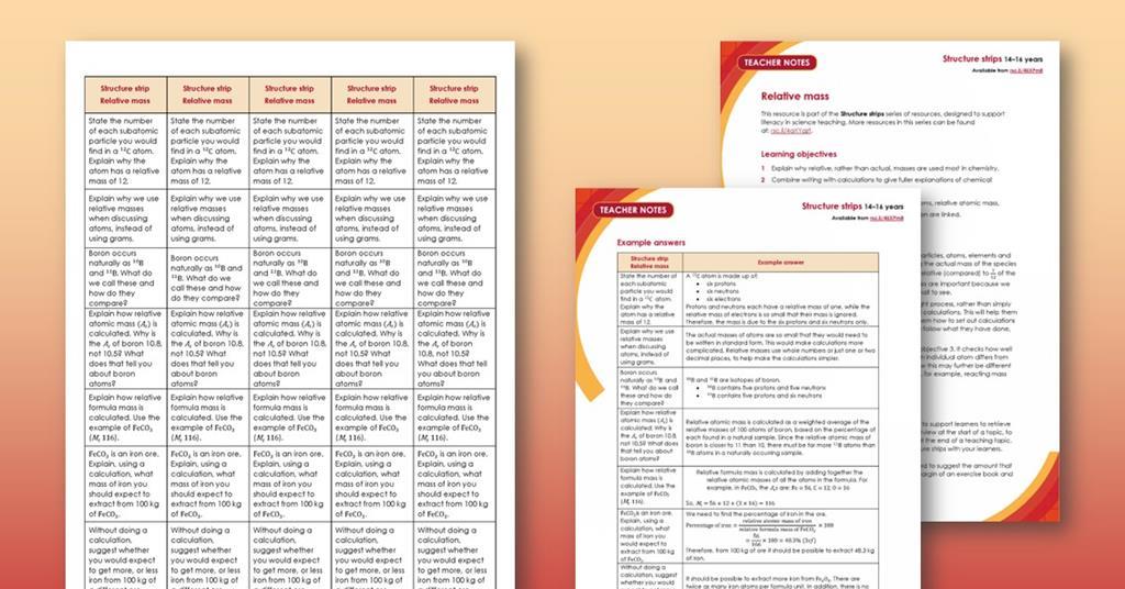 Relative mass | Structure strip | 14–16 years | Resource | RSC Education