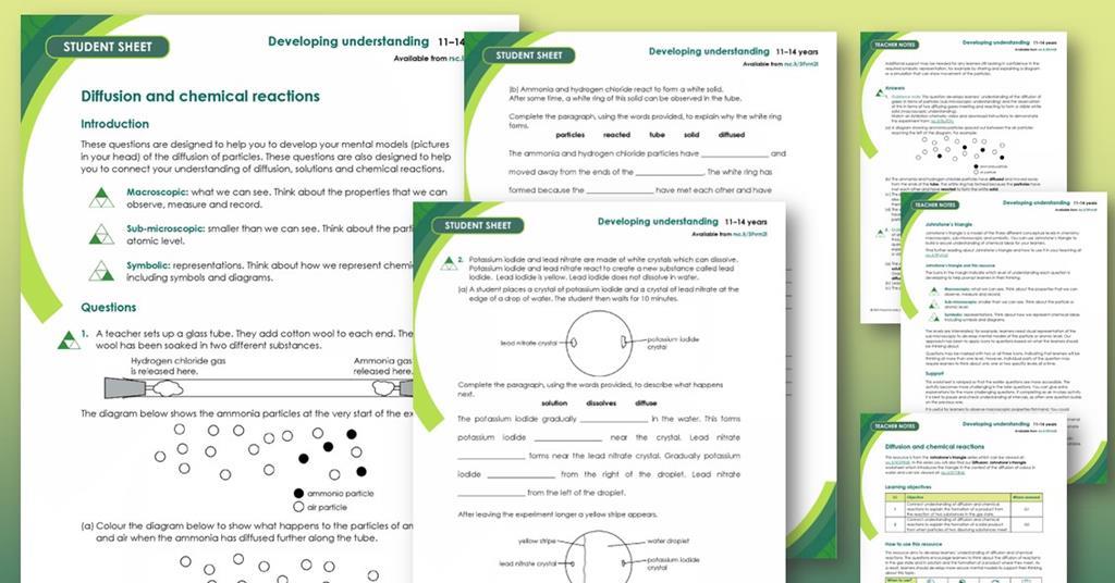 Diffusion and chemical reactions | Developing understanding | 11–14 ...