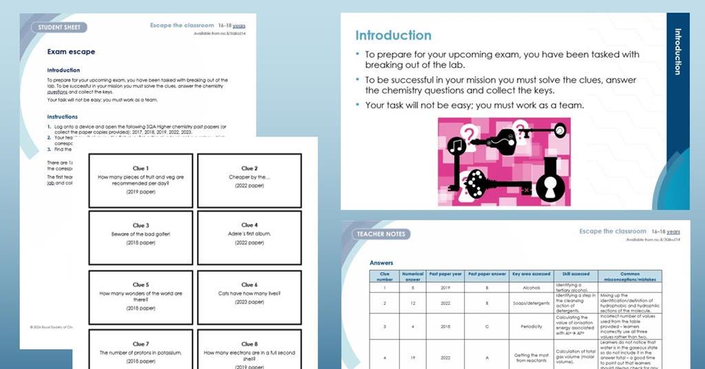 Escape the classroom: and revise chemistry knowledge | Ideas | RSC ...