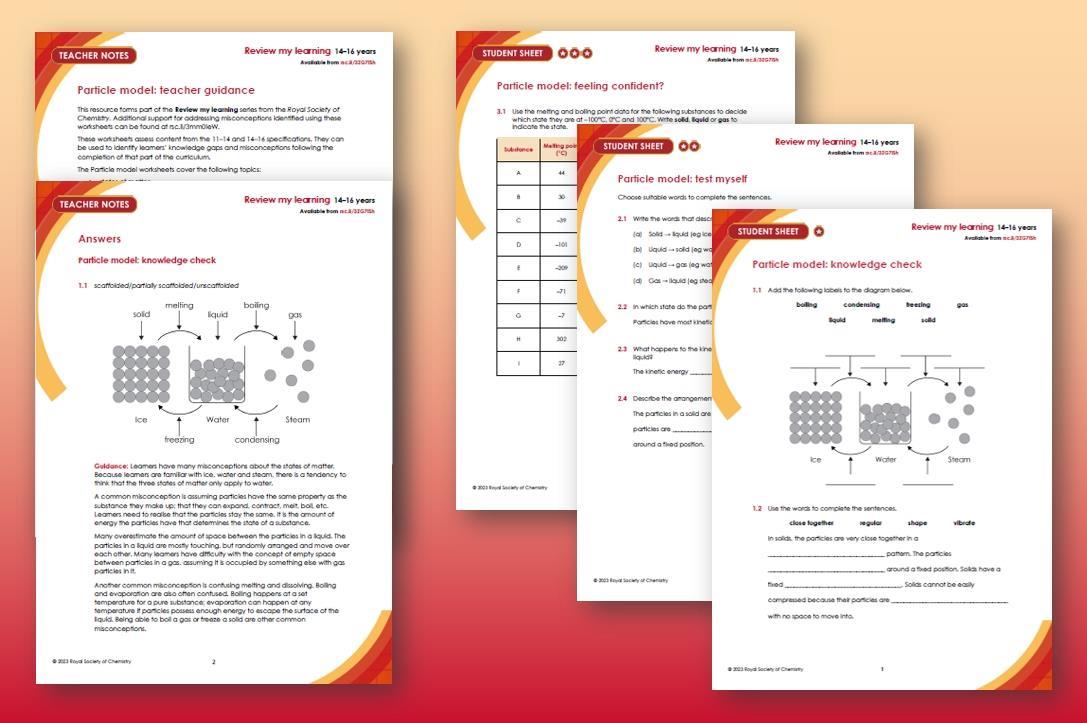 Particle model worksheets | Review my learning | 14–16 years | RSC ...