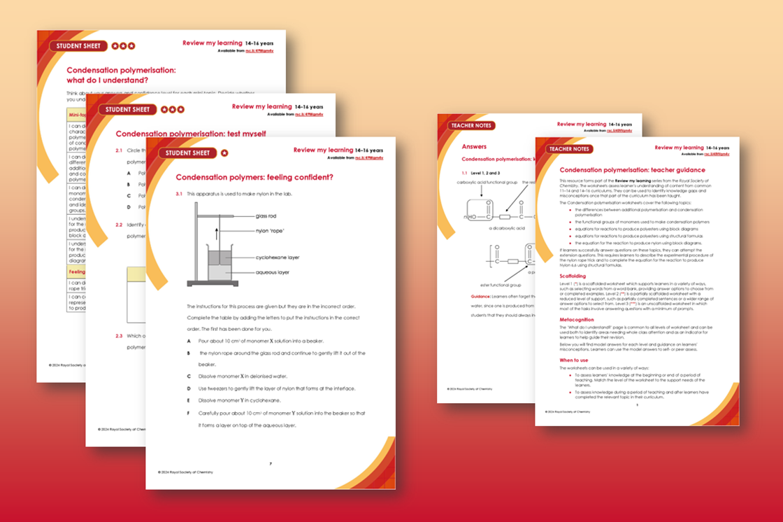 Condensation polymerisation | Review my learning worksheets | 14–16 ...